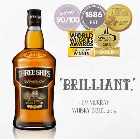 THREE SHIPS Bourbon Cask Finish ~ SOUTH AFRICA – Noble Whisky